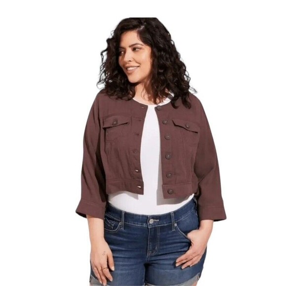 torrid | Jackets & Coats | Torrid Double Gauze Cropped Collarless ...
